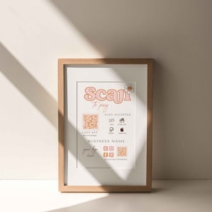 Retro Scan to Pay Sign - 90s QR Code Sign Template - Groovy Scan to Pay ...