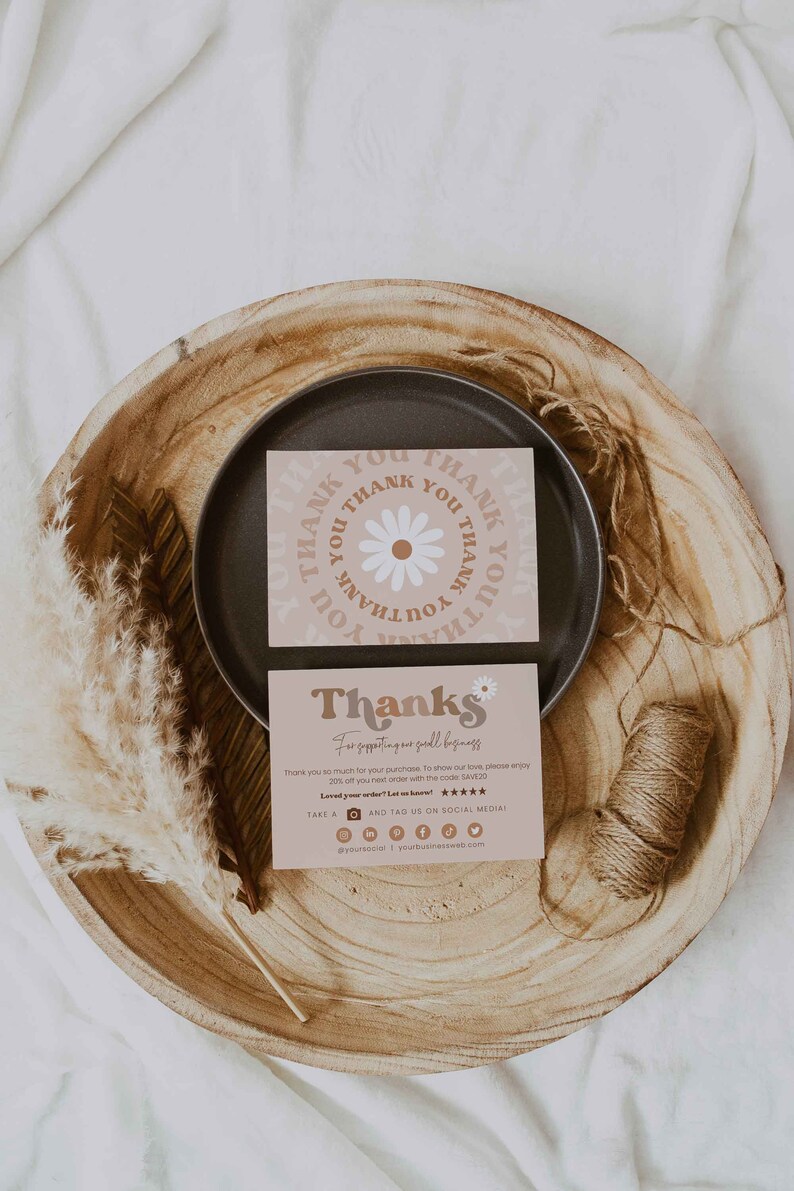 Editable Boho Thank You Card Template Bright Boho Business - Etsy