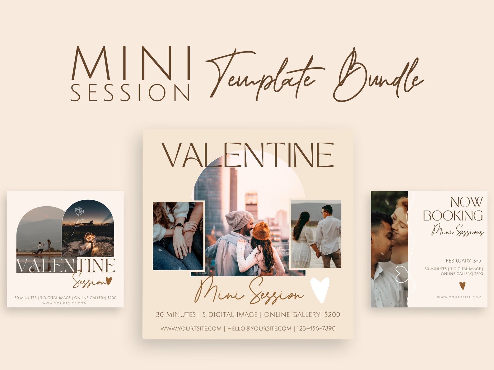 Valentine Boho Mini Session Template Bundle - Canva Valentine Minis ...