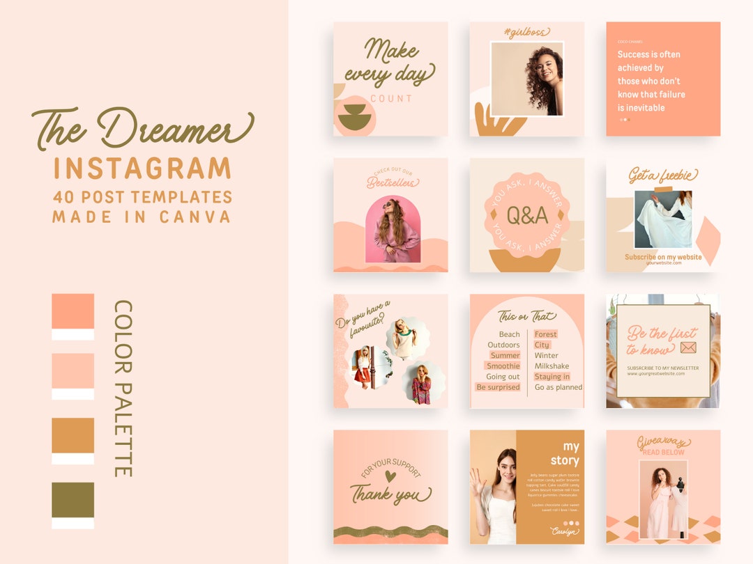 Colorful and Bright Instagram Post Template Bundle in Square - Etsy