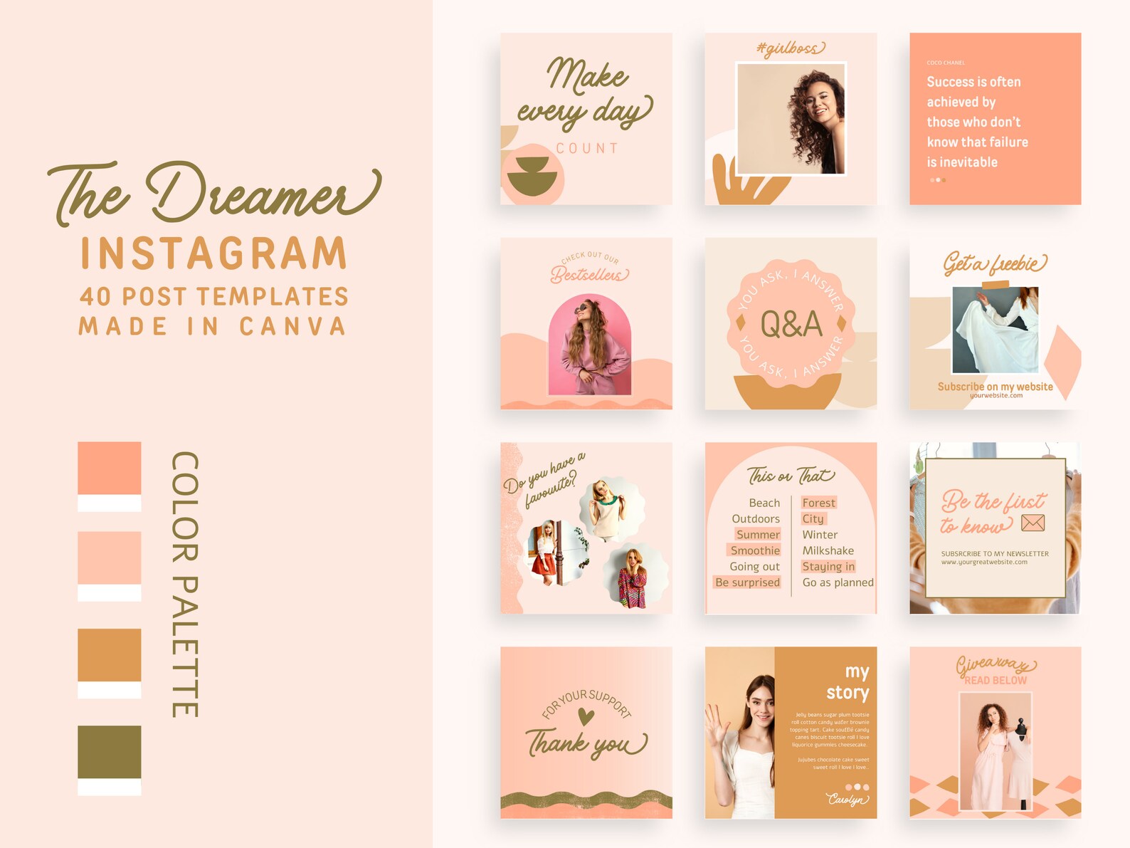 Colorful and Bright Instagram Post Template Bundle in Square - Etsy