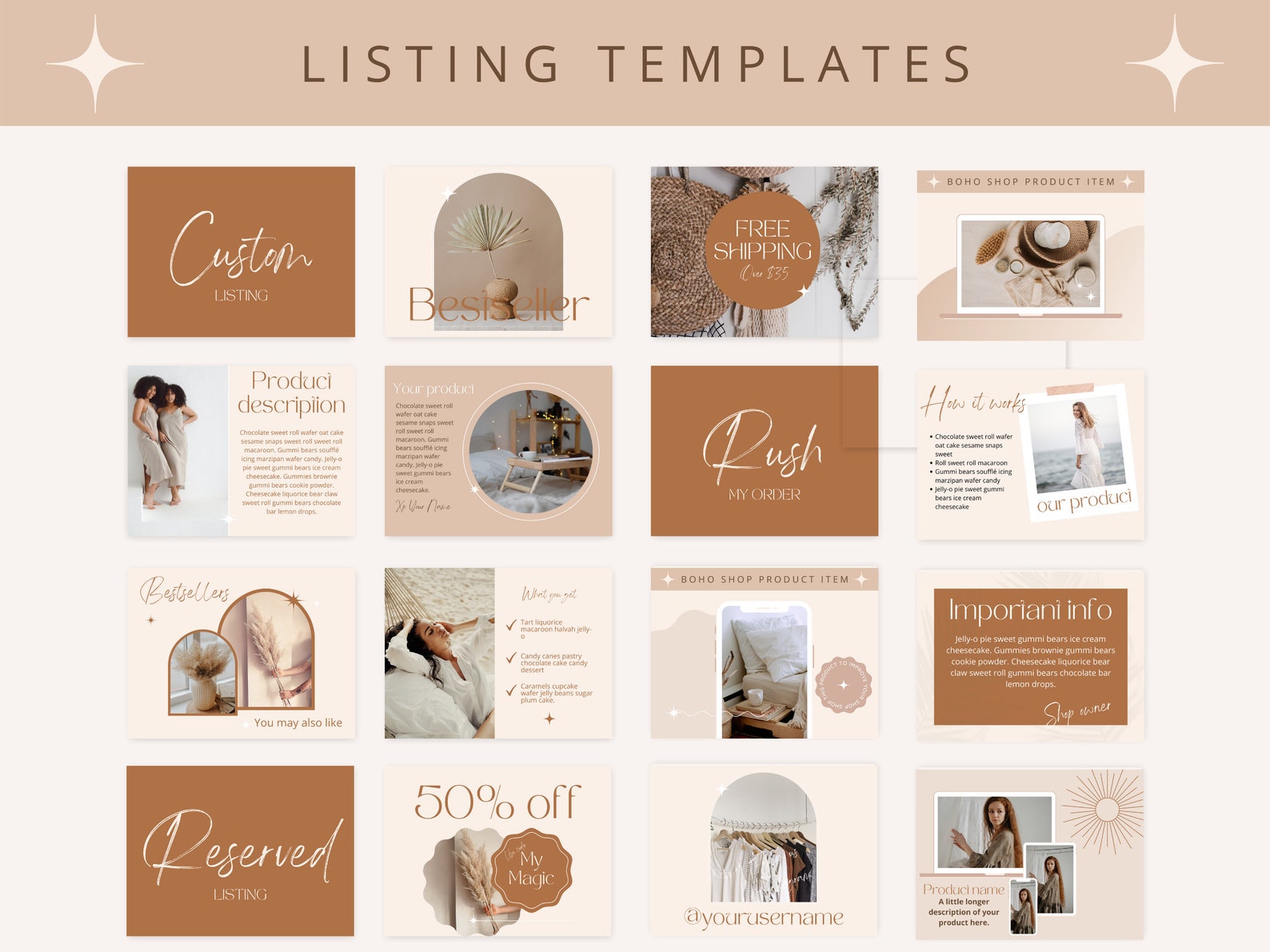Etsy Shop Banners Boho - Etsy Banner Kit - Etsy Success DIY - Modern ...