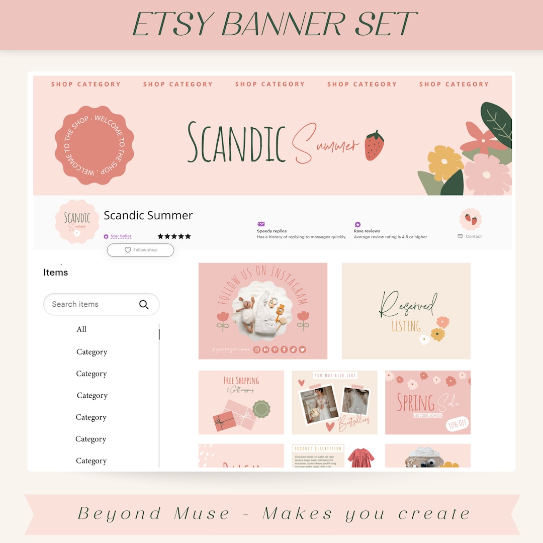 Floral Etsy Banner Template - Cute Spring Etsy Shop Banner - Etsy ...