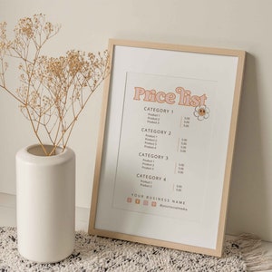 Retro Price List Template - Small Business Price List - 90s Price Sheet ...
