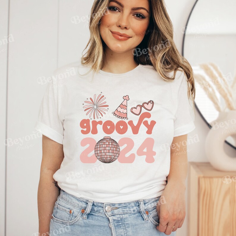 Retro Groovy New Year Clipart Set - New Years Eve - Hat - Serpentine ...
