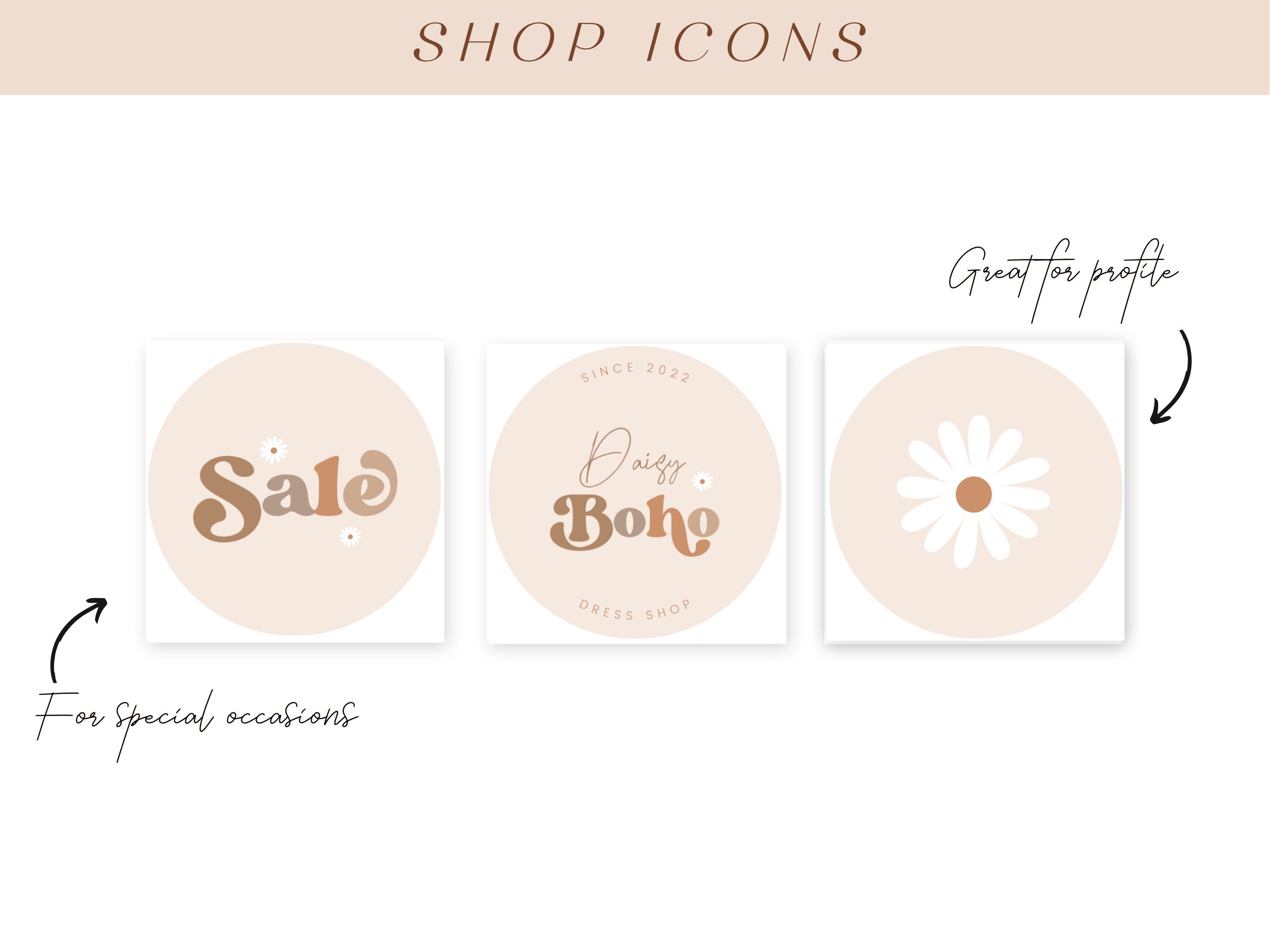 Boho Etsy Kit Retro Etsy Shop Banner Bundle Templates With Listing ...