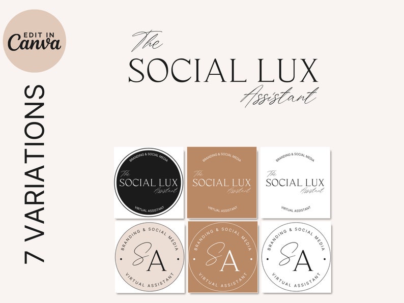 Editable Logo Design Modern Logo Design Virtual Assistant - Etsy