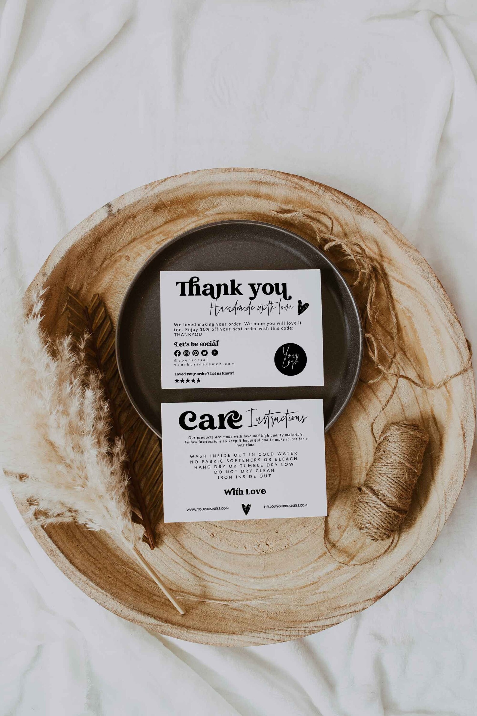 Retro Washing Instructions Template Boho Business Thank You - Etsy