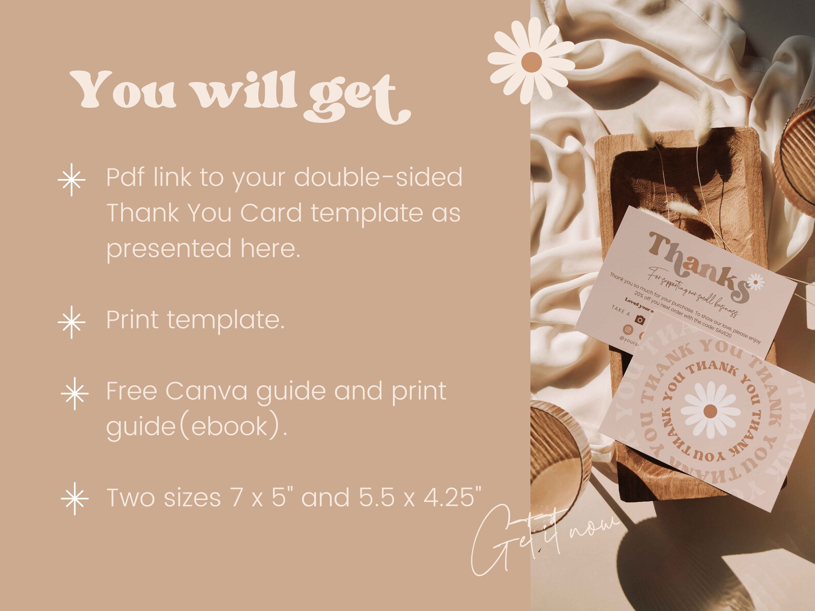 Editable Boho Thank You Card Template - Bright Boho Business Thank You ...