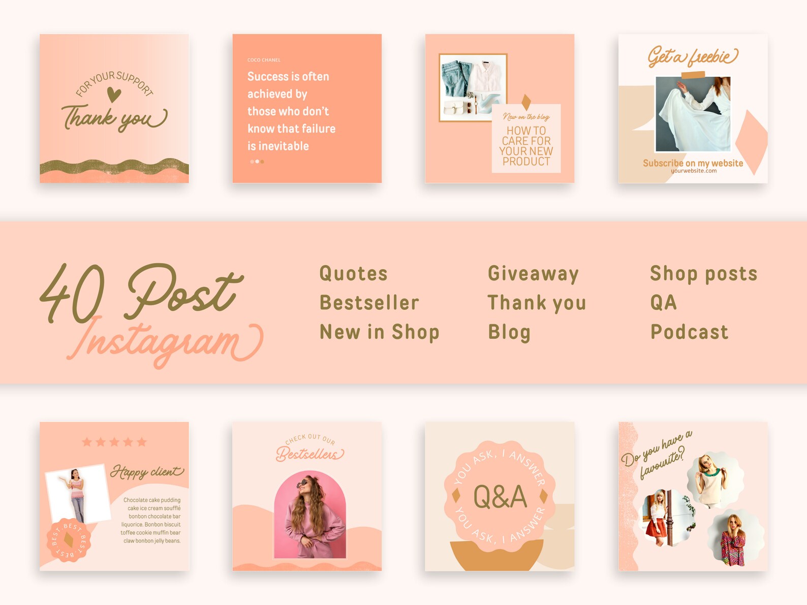 Colorful and Bright Instagram Post Template Bundle in Square - Etsy