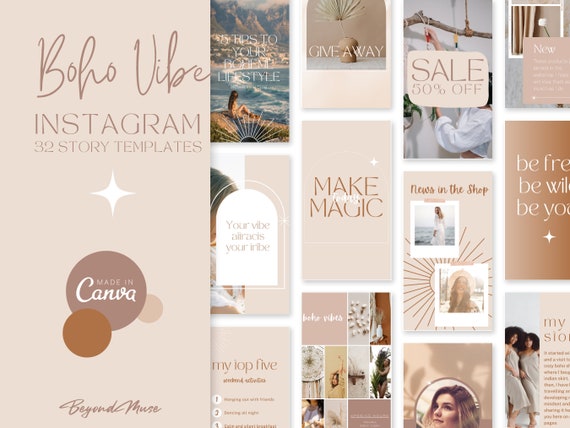 Boho Instagram Templates for Canva Instagram Story Template - Etsy