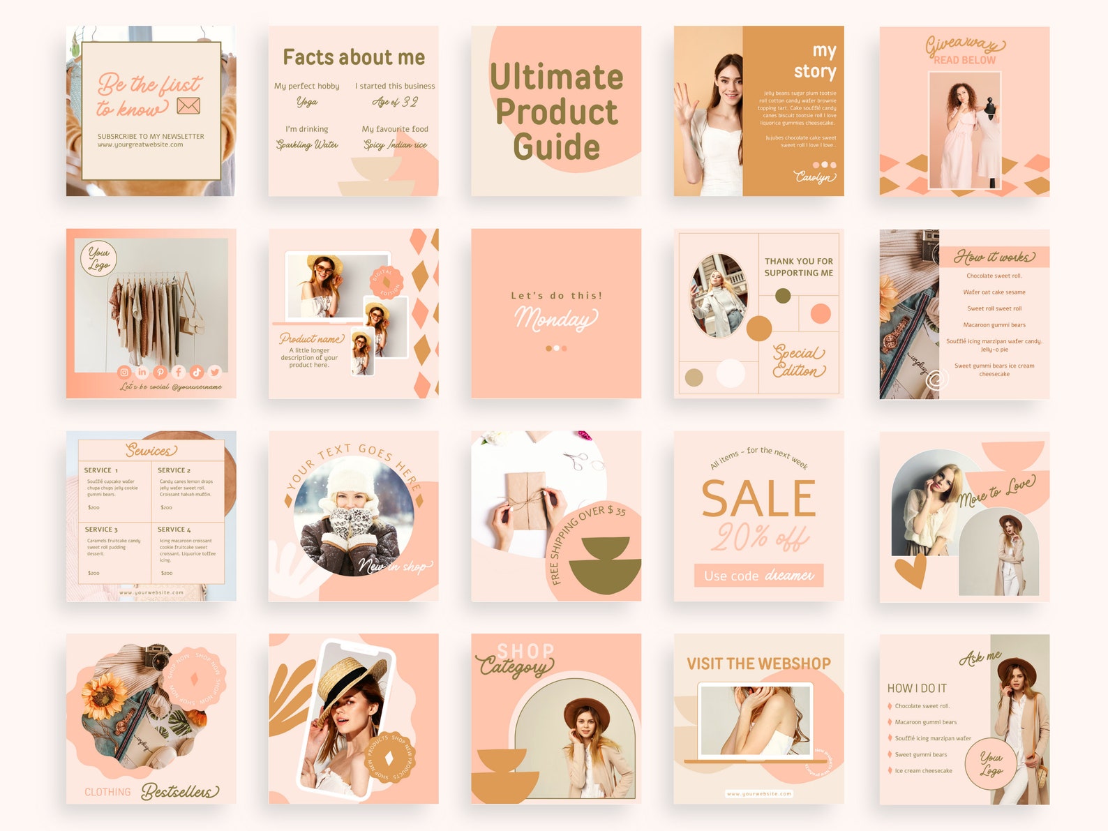 Colorful and Bright Instagram Post Template Bundle in Square - Etsy