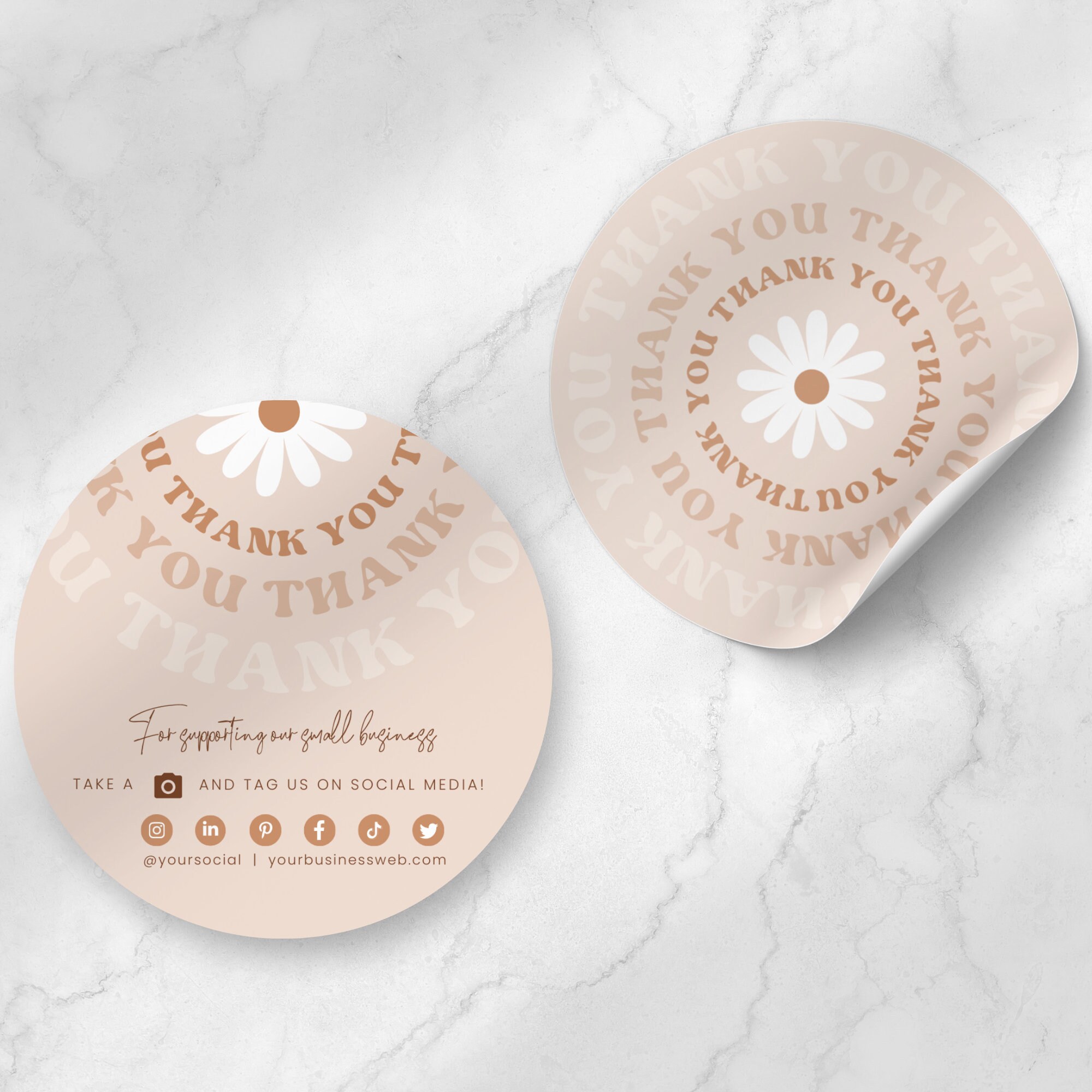 Editable Boho Thank You Sticker Template Bright Boho Thank You Sticker ...