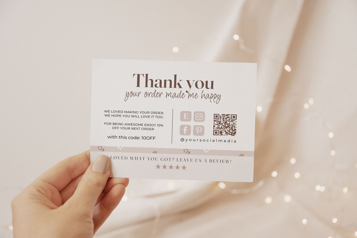 Floral Business Thank You Template Cute Thank You Notes - Etsy