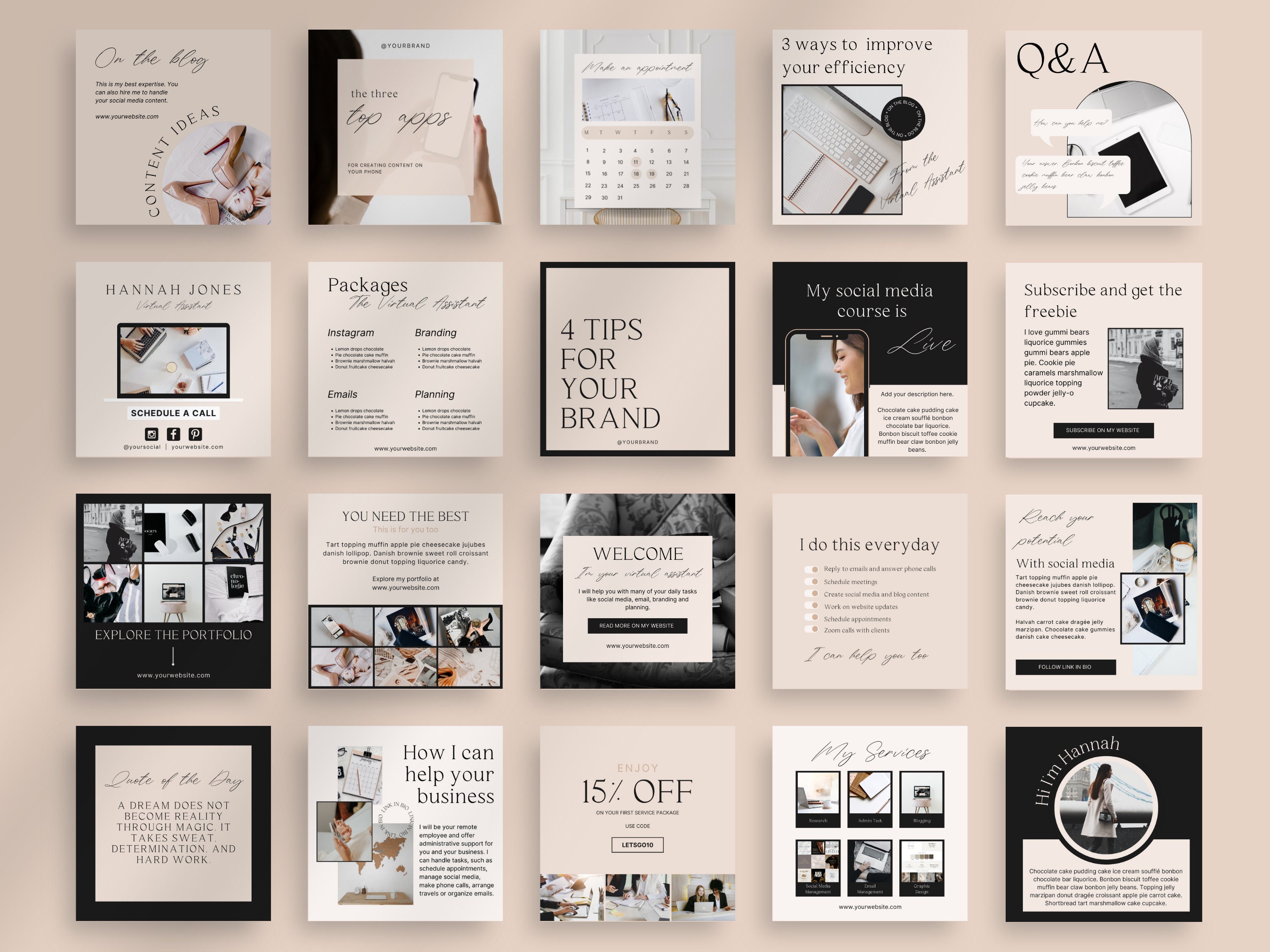 Virtual Assistant Instagram Template | Social Media Template ...