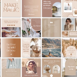 Boho Instagram Templates for Canva, Instagram Post Template, Ecommerce ...
