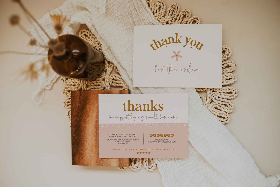 Delicate & Natural Business Thank You Card - Flower Thank You Template ...