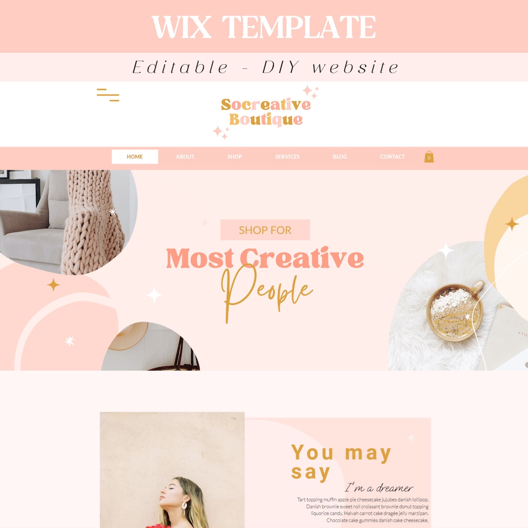 Wix Website Template Small Business - Wix Template - Cute, Bright and ...