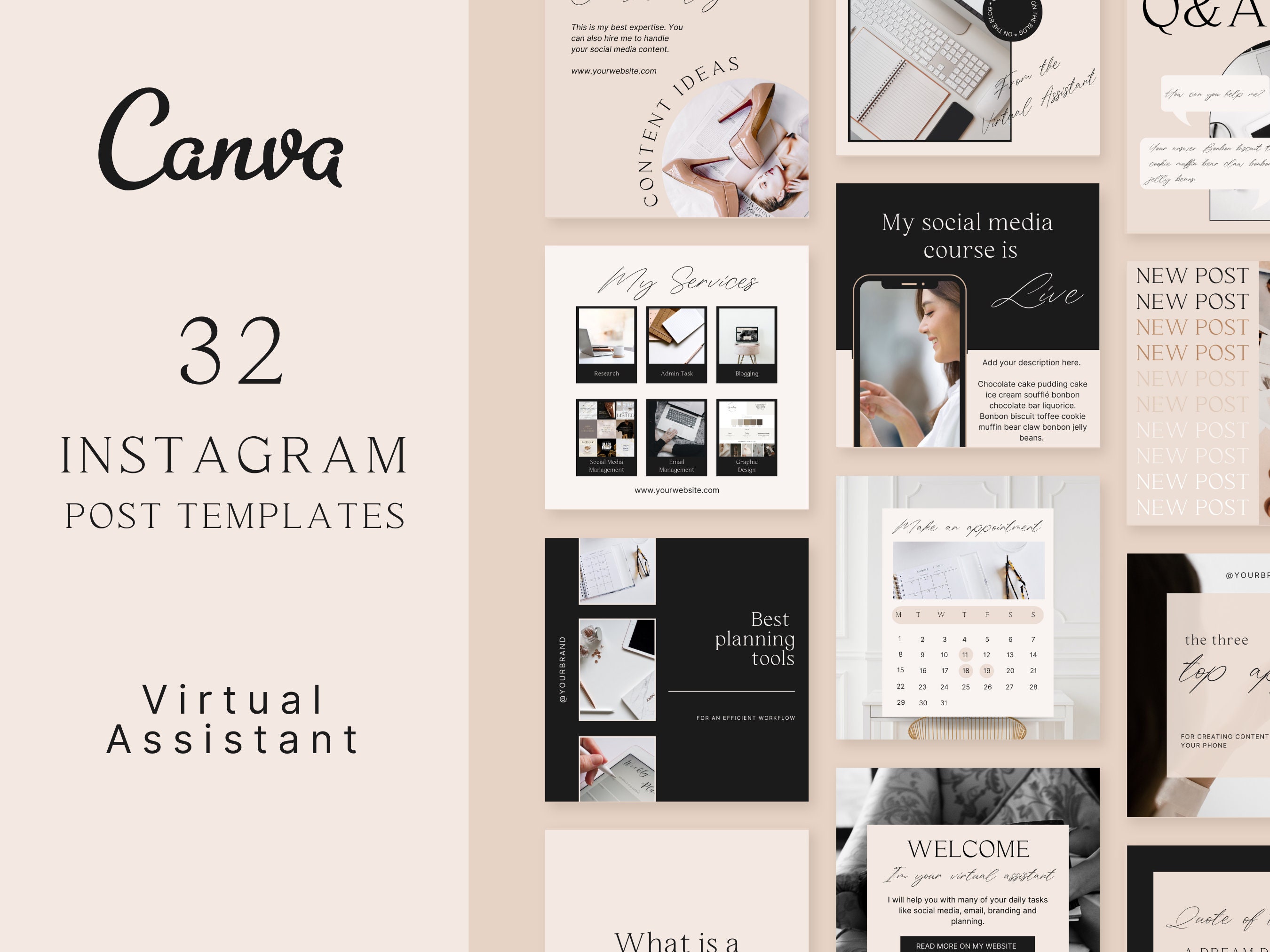 Virtual Assistant Instagram Template | Social Media Template ...
