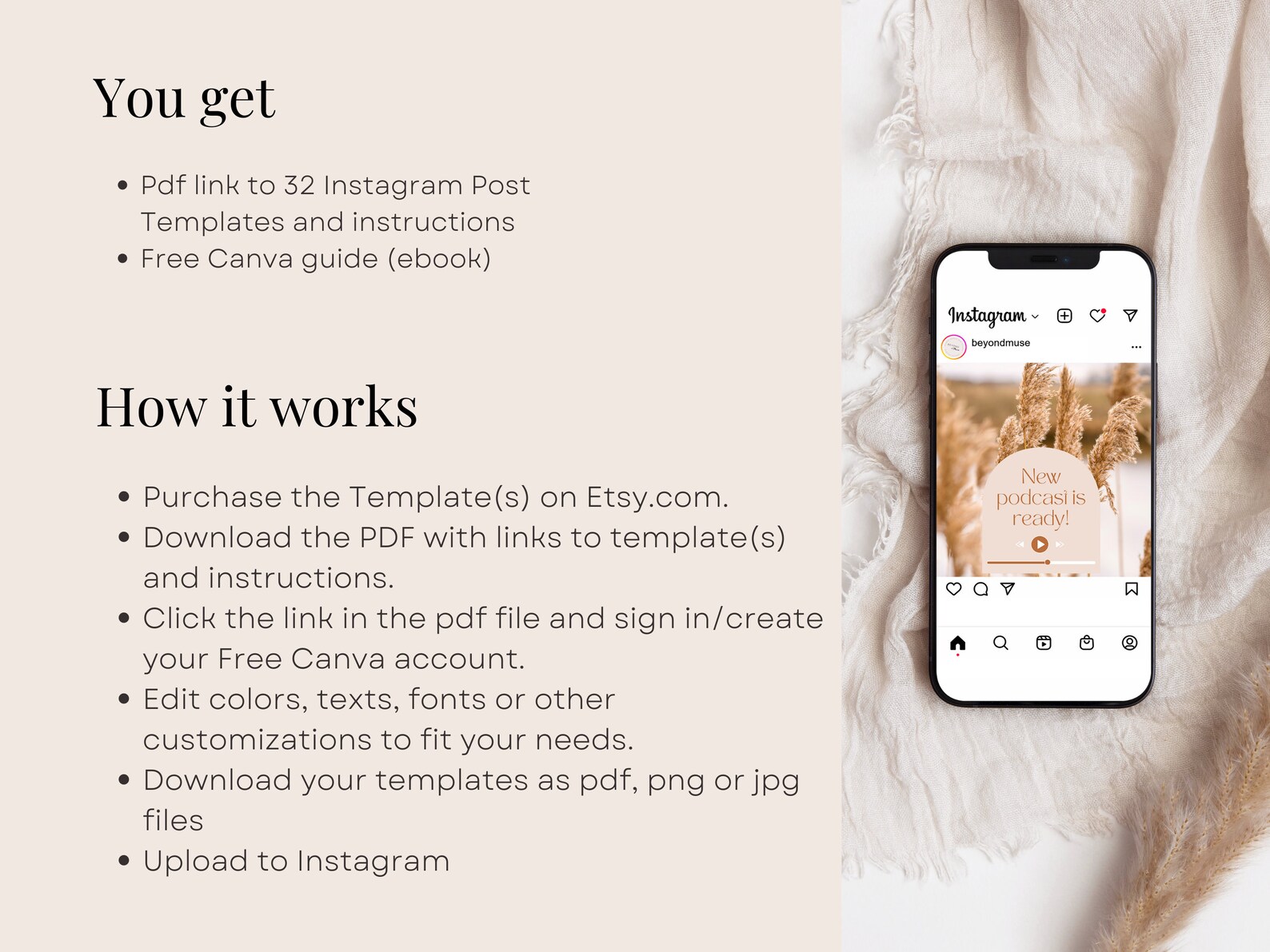 Boho Instagram Templates for Canva, Instagram Post Template, Ecommerce ...