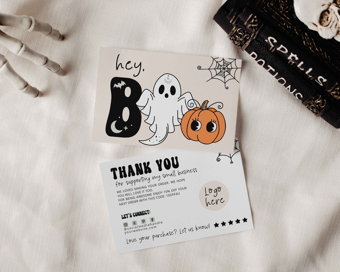 Hey Boo Retro Halloween Business Thank You Template Pumpkin Thank You ...