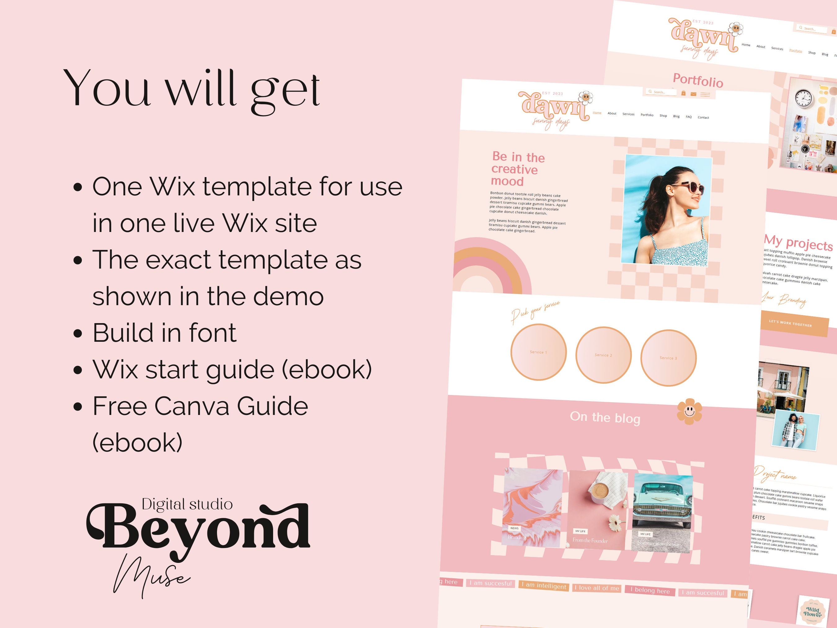 Retro Wix Website Template Pastel Colorful Portfolio Wix - Etsy