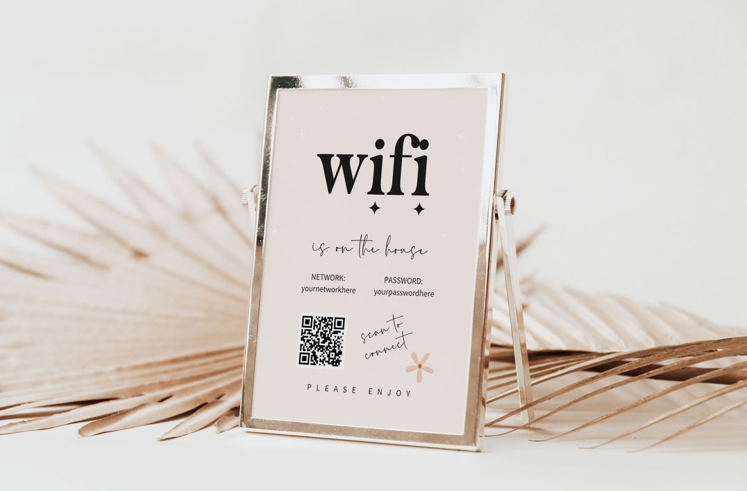 Wifi Sign - Wifi QR Code Sign - Retro Wifi Password Sign - Editable ...