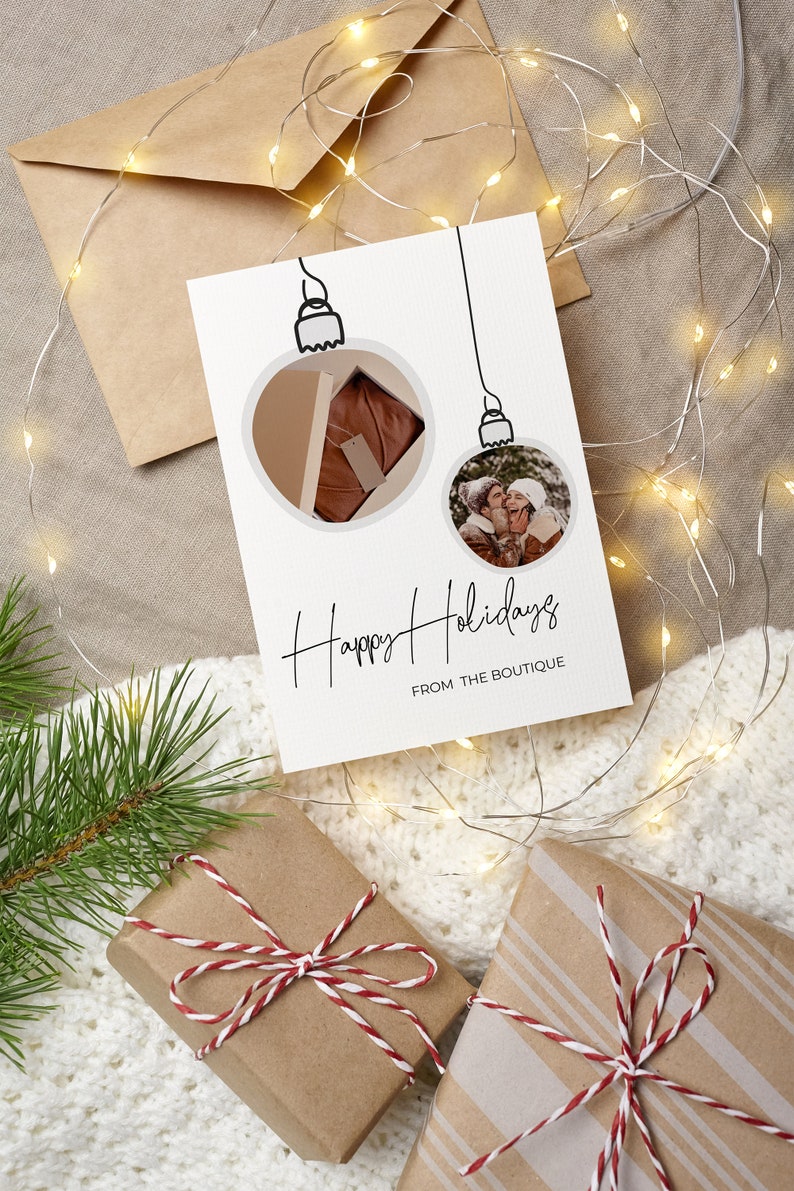 Christmas Business Thank You Card Photo Template Printable Diy White ...