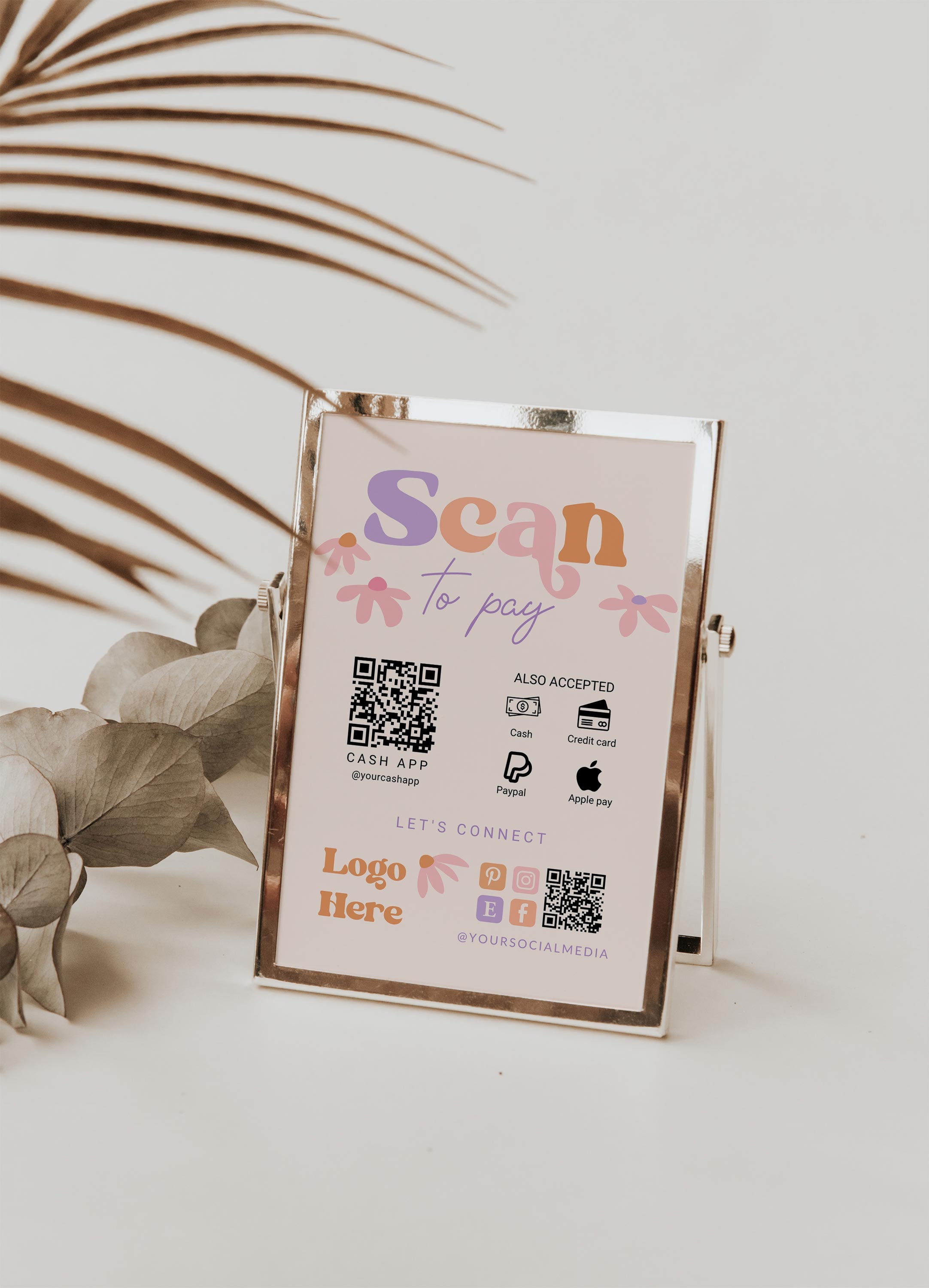 Retro Scan to Pay Sign 90s QR Code Sign Template Scan to - Etsy