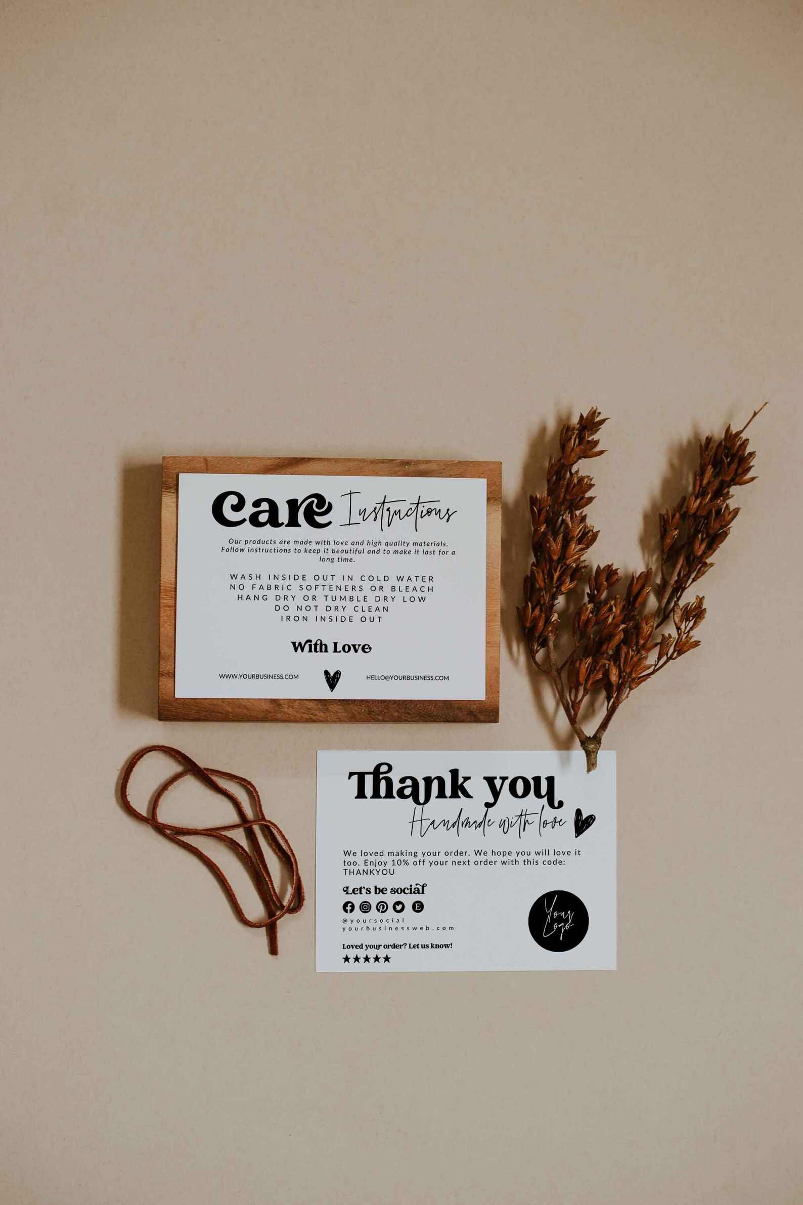 Retro Washing Instructions Template Boho Business Thank You - Etsy