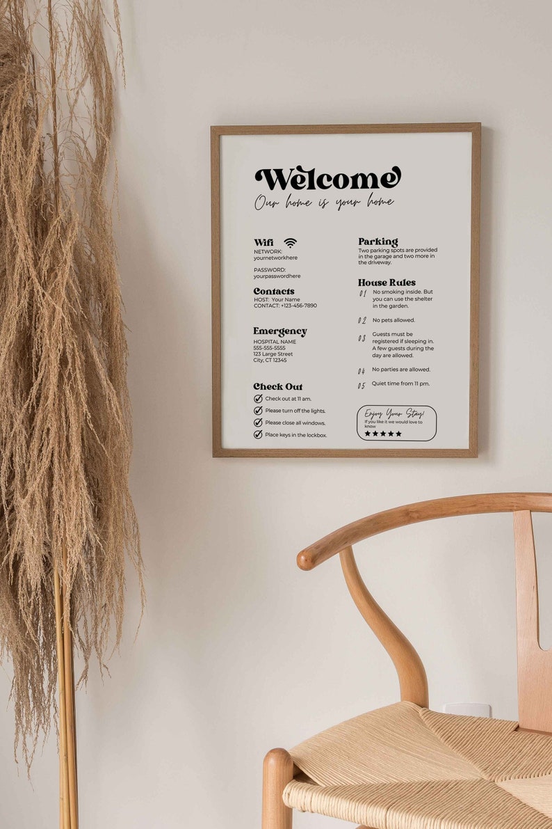 Boho Airbnb Welcome Sign Retro Airbnb Template Beach House - Etsy