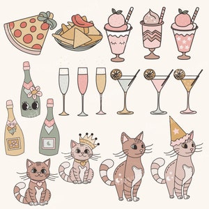 Retro Groovy New Year Clipart Set - New Years Eve - Hat - Serpentine ...