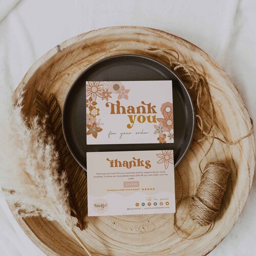 Editable Boho Thank You Card Template Bright Boho Business - Etsy Australia