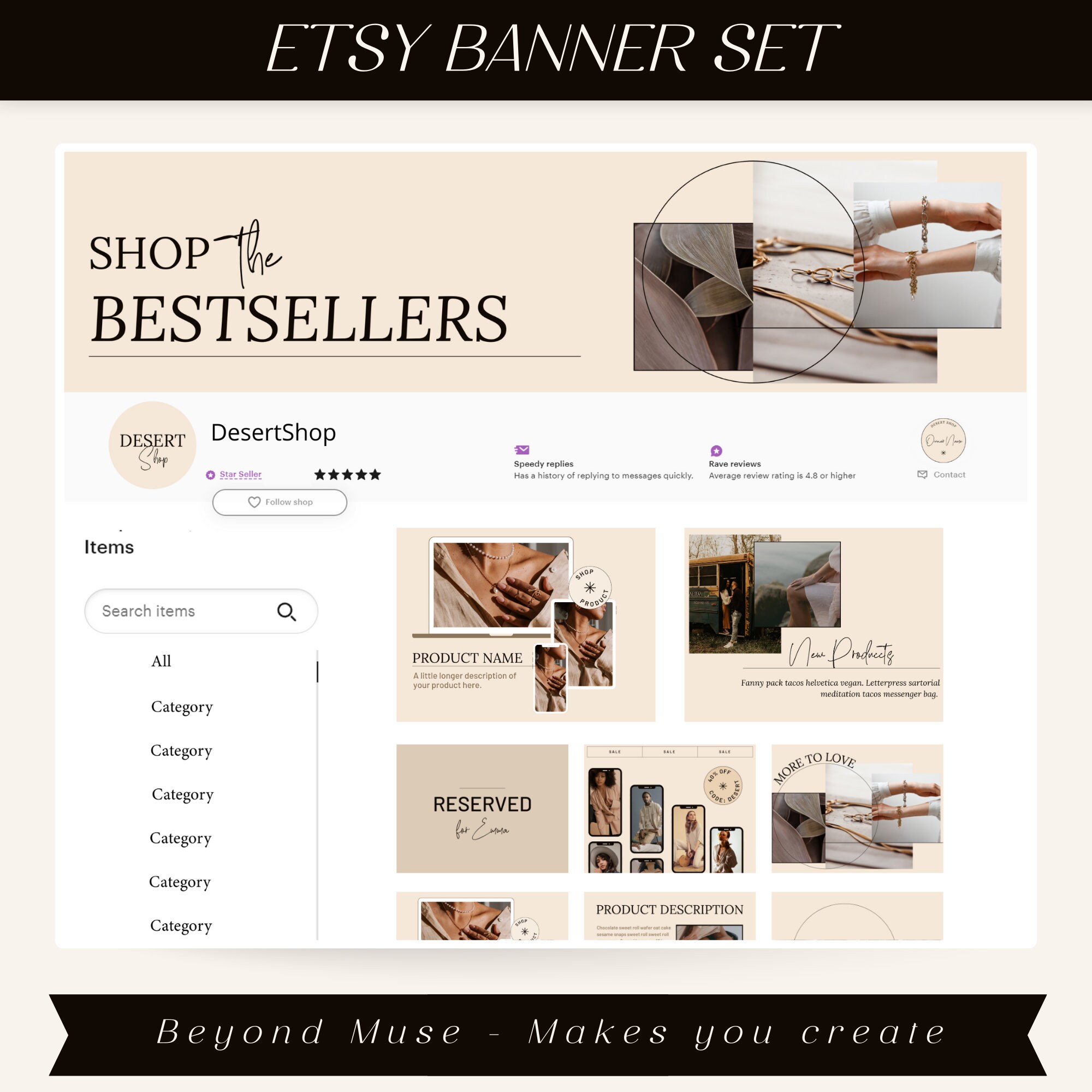 Modern Etsy Banner Etsy Shop Banner Earthy Colors Boho - Etsy