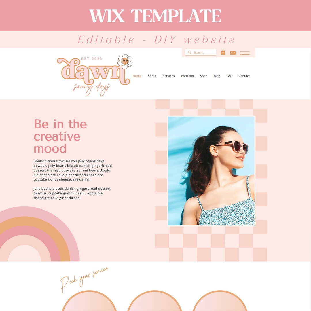 Retro Wix Website Template - Pastel Colorful - Portfolio Wix Template ...