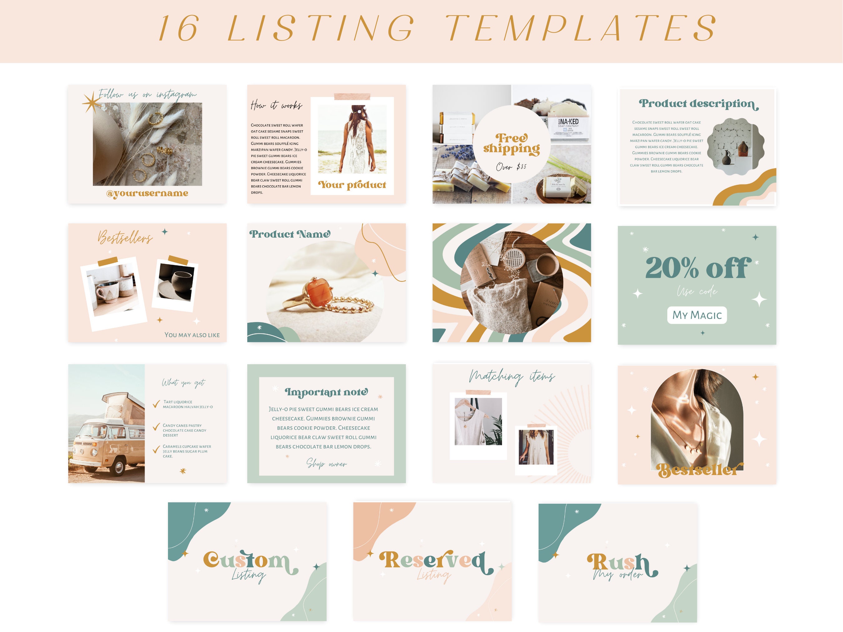 Etsy Banner Template Boho Etsy Shop Banner Retro Etsy Shop Kit Etsy ...