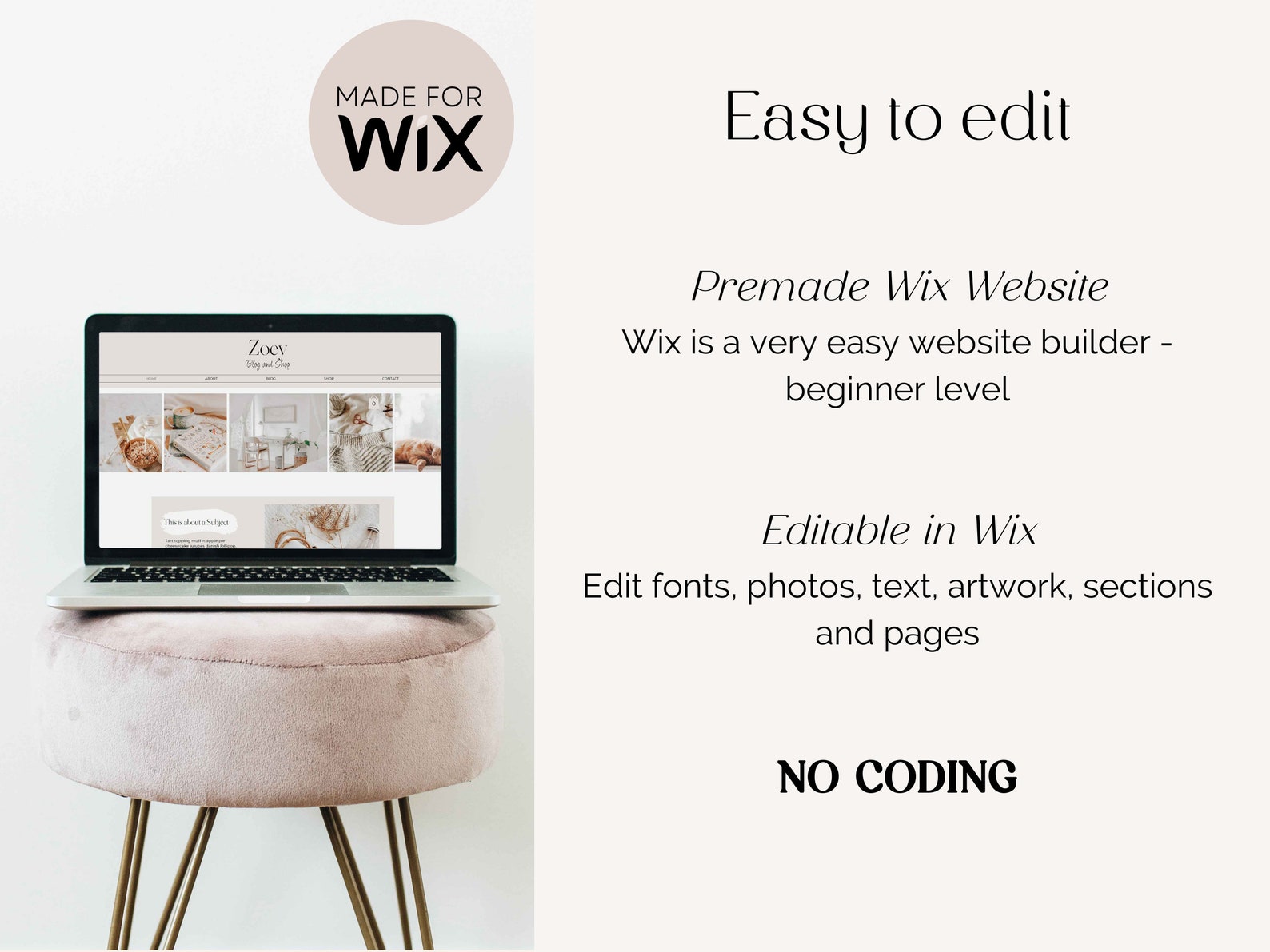 Wix Website Template - Premium Wix Template for Bloggers - Feminine ...