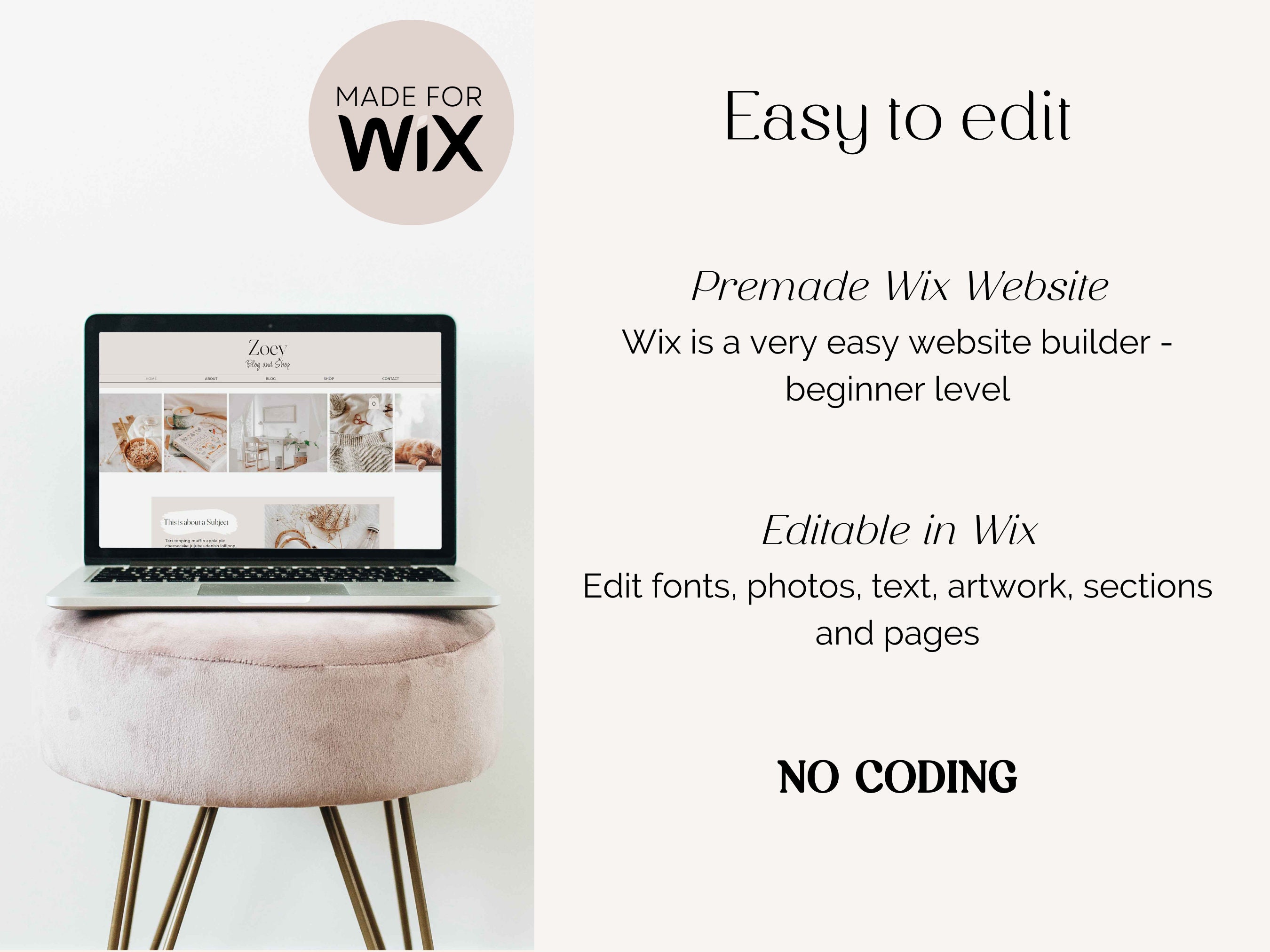 Wix Website Template Premium Wix Template for Bloggers Feminine Blog ...