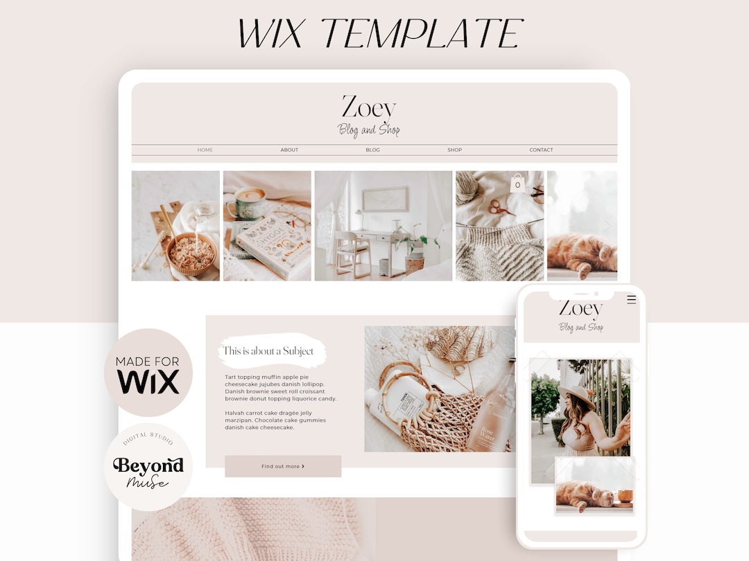Wix Website Template - Premium Wix Template for Bloggers - Feminine ...