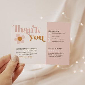 Flower Business Thank You Card - Cute Spring Thank You Template - Retro ...