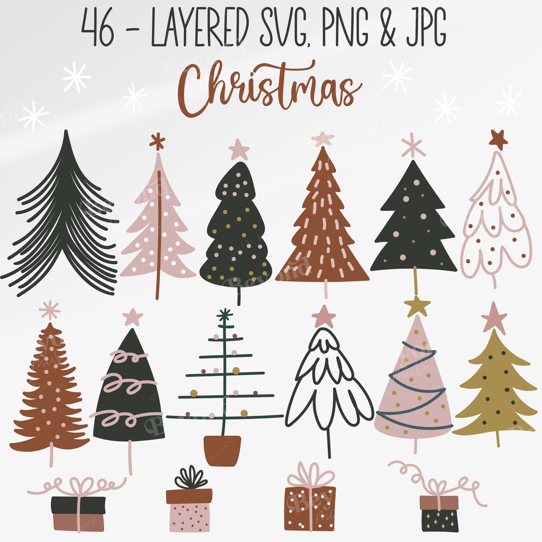 Christmas Tree Clipart Set Commercial Use SVG PNG Christmas Trees ...