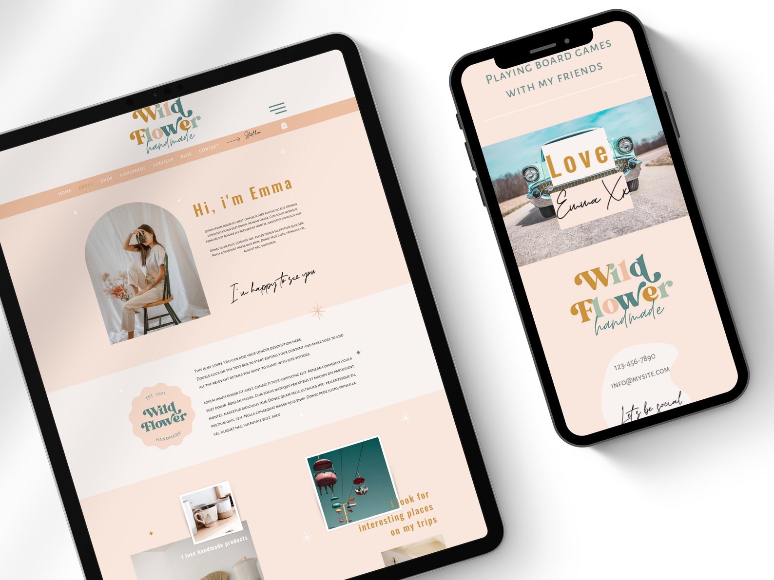 Boho Retro Wix Website Template Bright Colorful Wix Website - Etsy