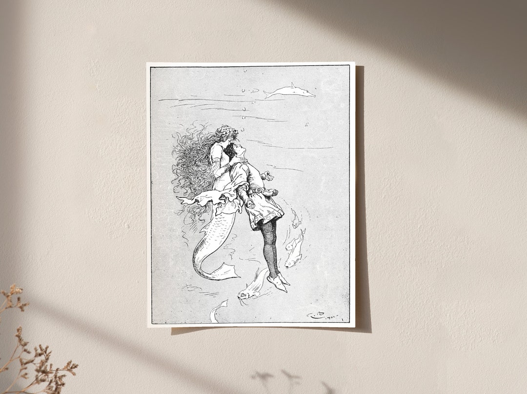 The Mermaid and the Prince by Gordon Browne Vintage Black & White ...