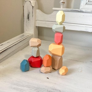 Montessori Stacking Rocks Wooden Stacking Rocks Wooden Stacking Stones ...
