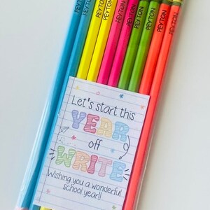 Personalized Neon School Pencils, 1st Day of School Gift, Let’s Start ...
