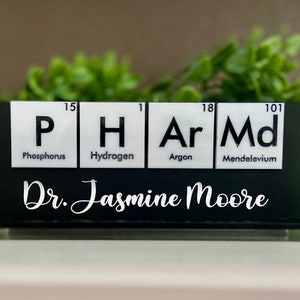 Pharmacist Desk Nameplate, Pharmd Grad Gift, Periodic Table Elements ...