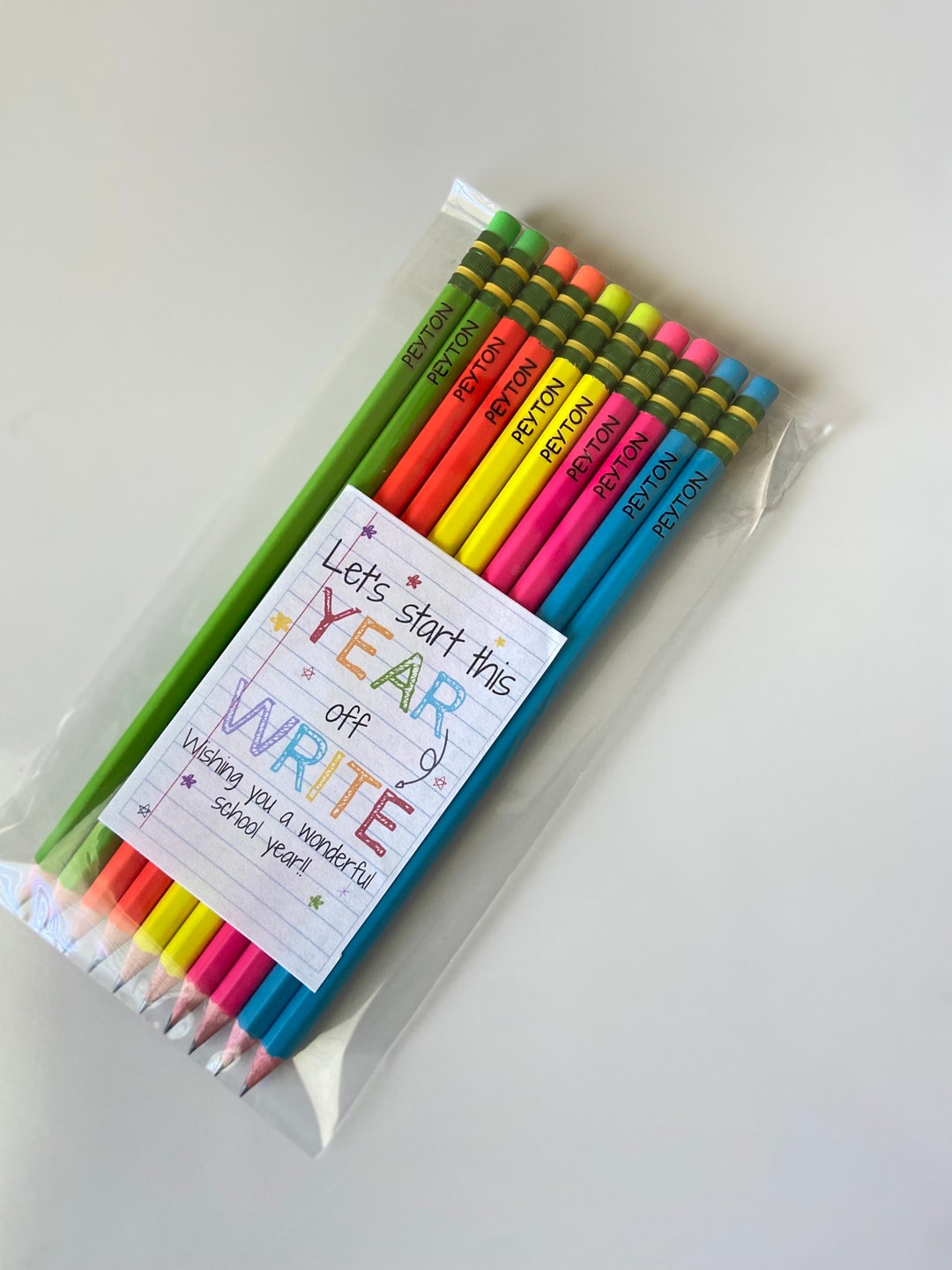 Personalized Neon School Pencils, 1st Day of School Gift, Lets Start ...