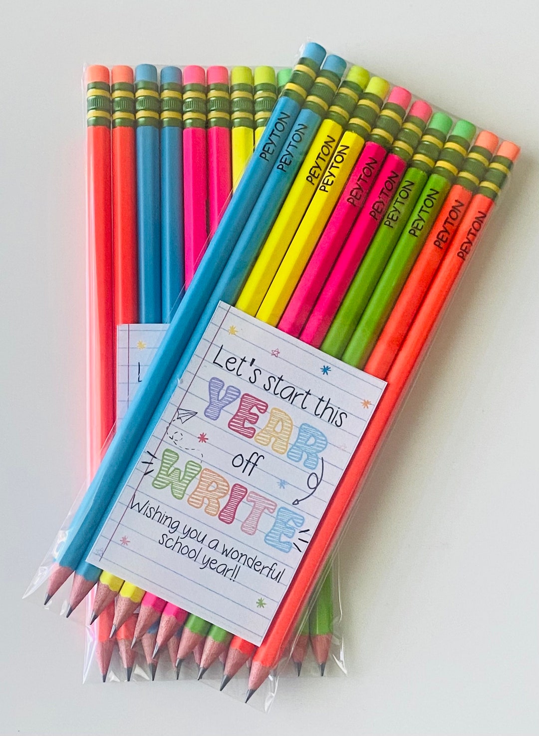 Personalized Neon School Pencils, 1st Day of School Gift, Let’s Start ...