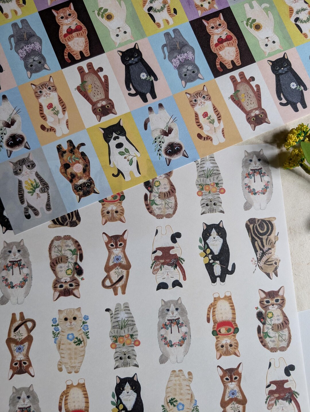A4 Paper Cats in a Picture Book No. 1 and No. 2 L 4legs Wrapping Sheets ...