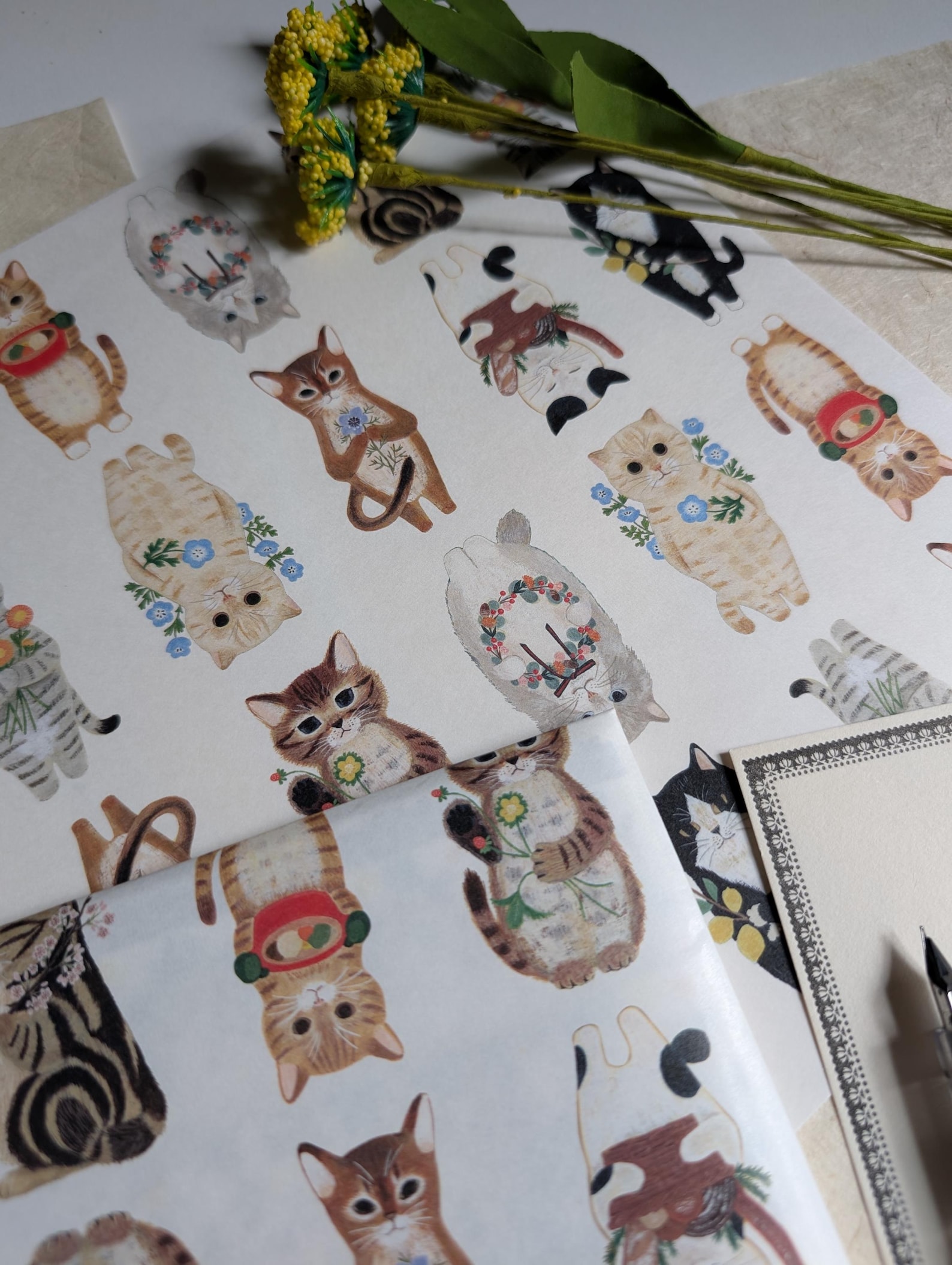 A4 Paper Cats in a Picture Book No. 1 and No. 2 L 4legs Wrapping Sheets ...